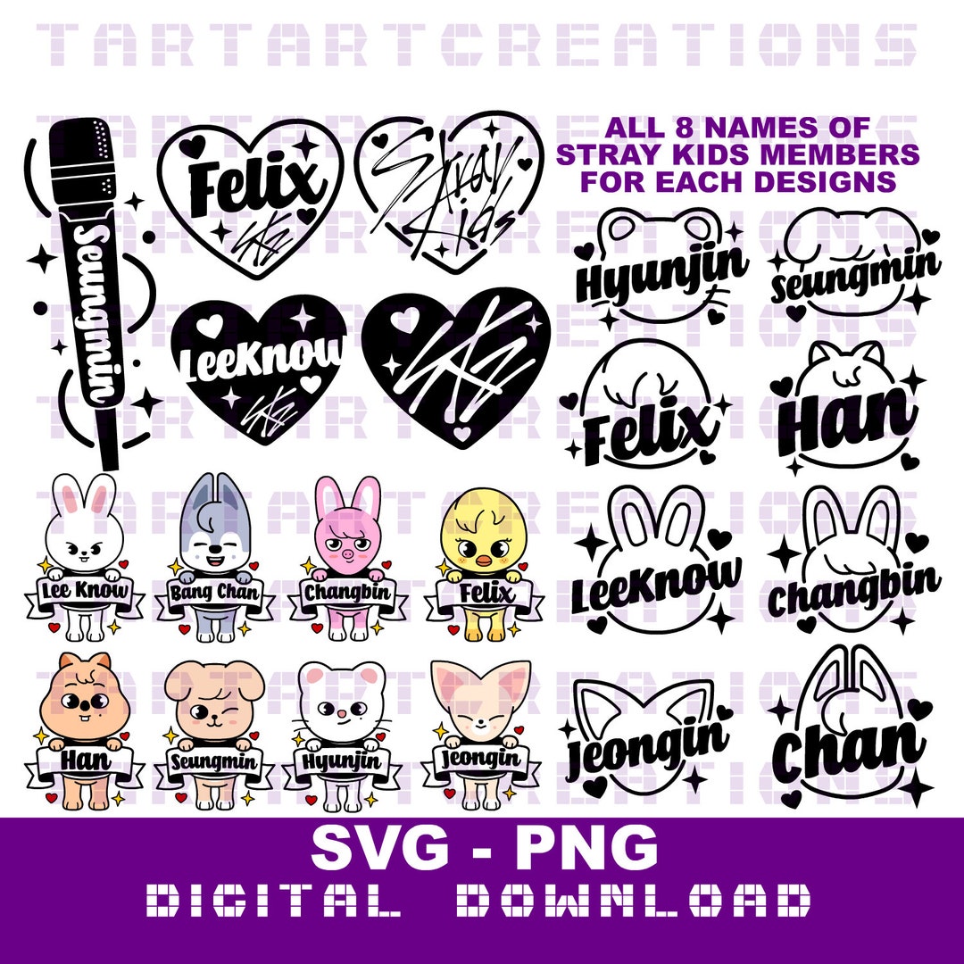 SKZOO STRAY KIDS Members Name Bundle Svg Cut File for Cricut ...