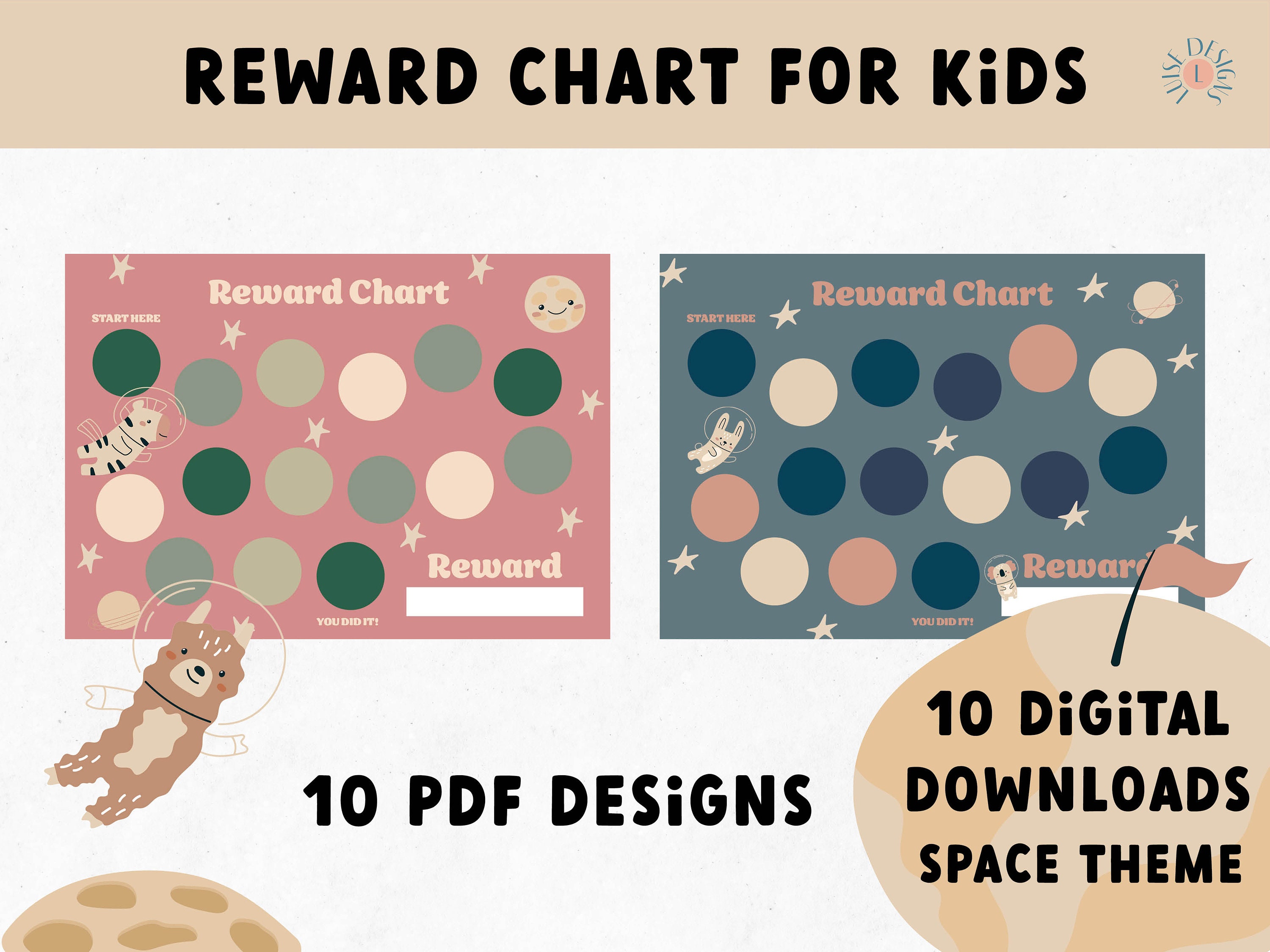 Kids Reward Chart, Space Themed, Reward Chart for Kids, Instand ...