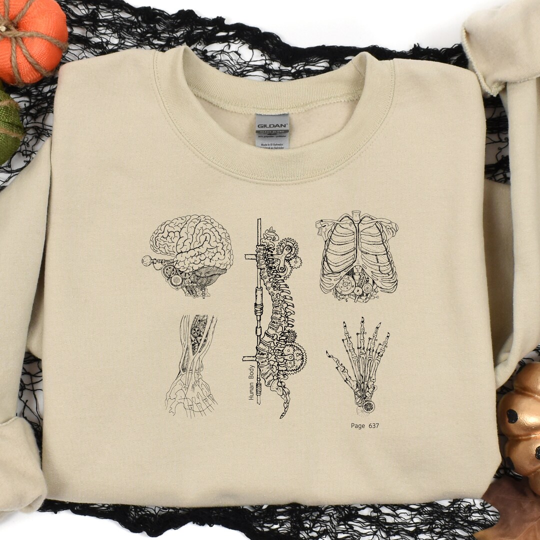 Human Body Sweatshirt Skeleton Sweatshirt Anatomy Sweatshirt Graphic ...