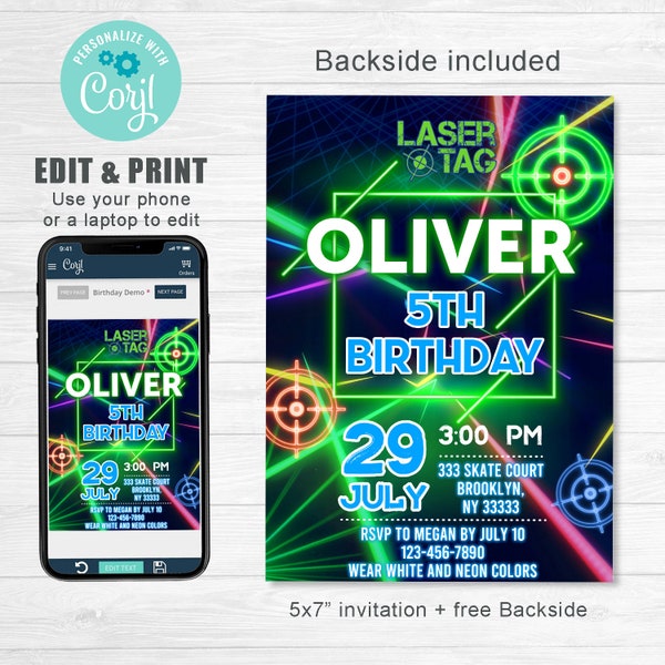 Laser Tag Invites - Etsy