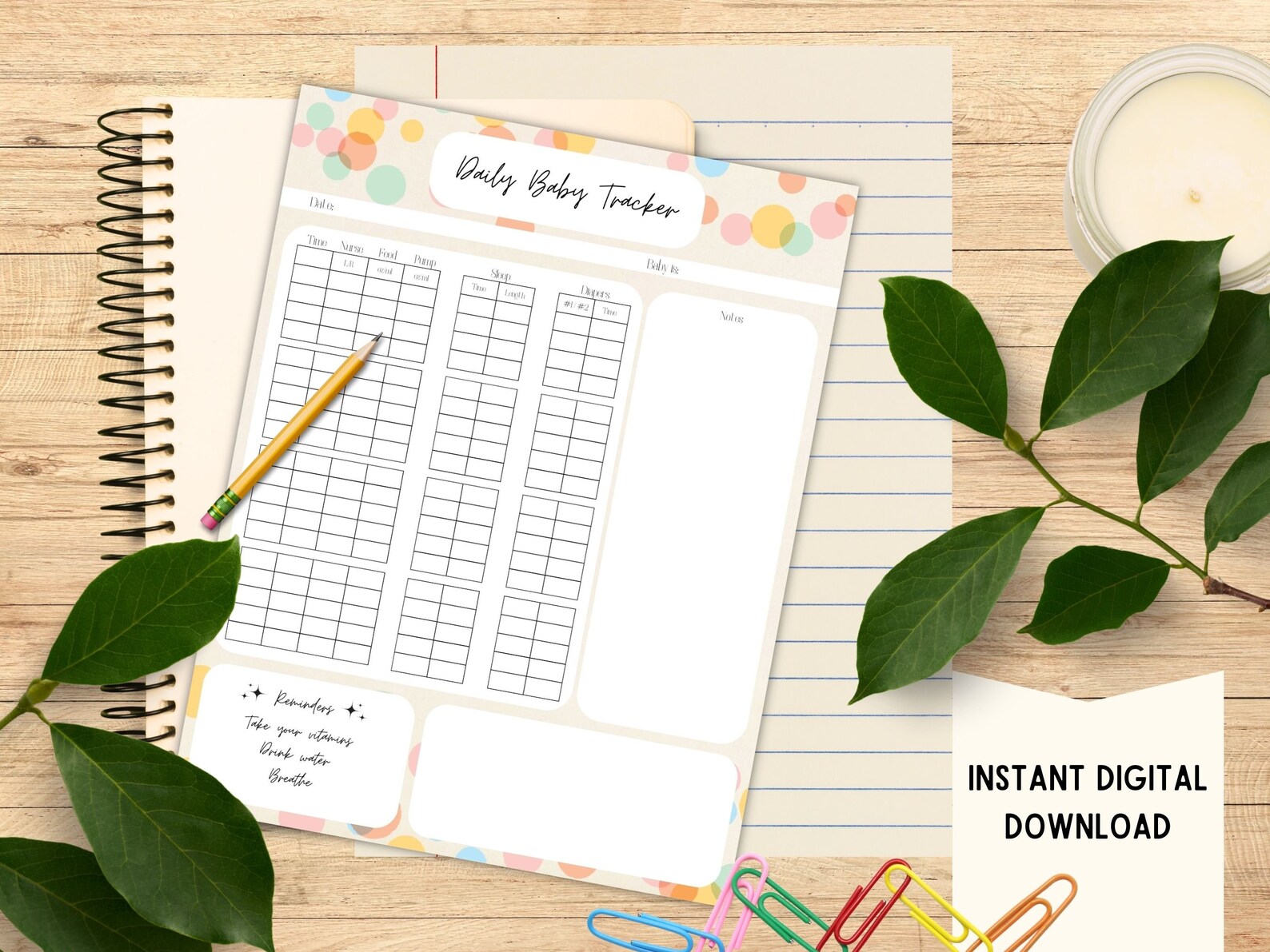 Digital Daily Baby Tracking Sheet Printable Baby Log Sheet Feed Log ...