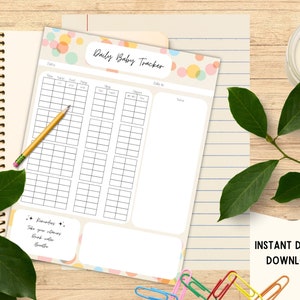 Digital Daily Baby Tracking Sheet Printable Baby Log Sheet Feed Log ...