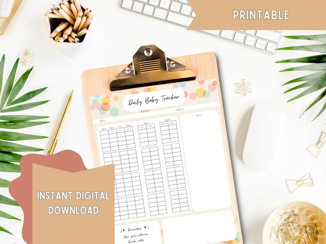 Digital Daily Baby Tracking Sheet Printable Baby Log Sheet Feed Log ...