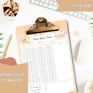 Digital Daily Baby Tracking Sheet Printable Baby Log Sheet Feed Log ...
