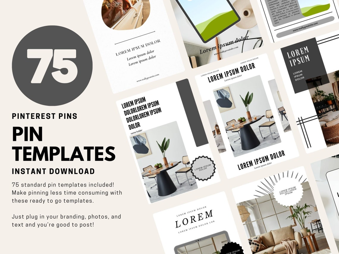 Pinterest Pin Template 75 Pinterest Templates Private Label Rights ...