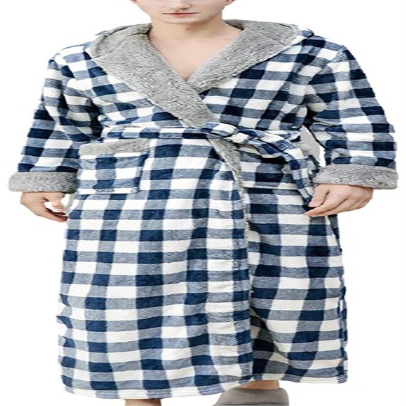 Men's Flannel Long Robes Soft Fleece Warm Housecoats - Etsy