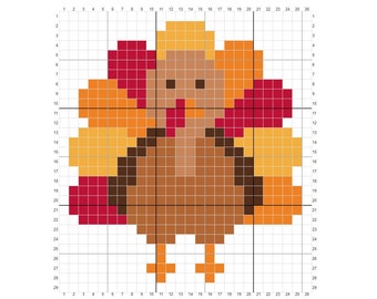 Thanksgiving Cross Stitch Pattern, Turkey Pillow Pattern, Fall Cross ...