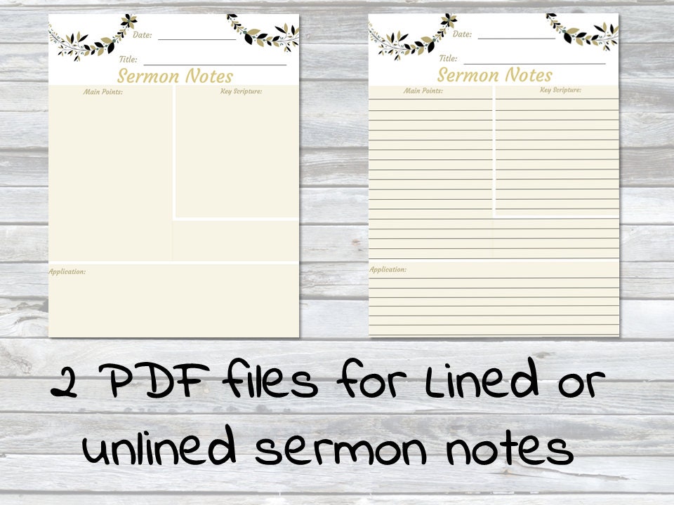 Printable Sermon Notes Template, 8.5" X 11" PDF, Print at Home ...