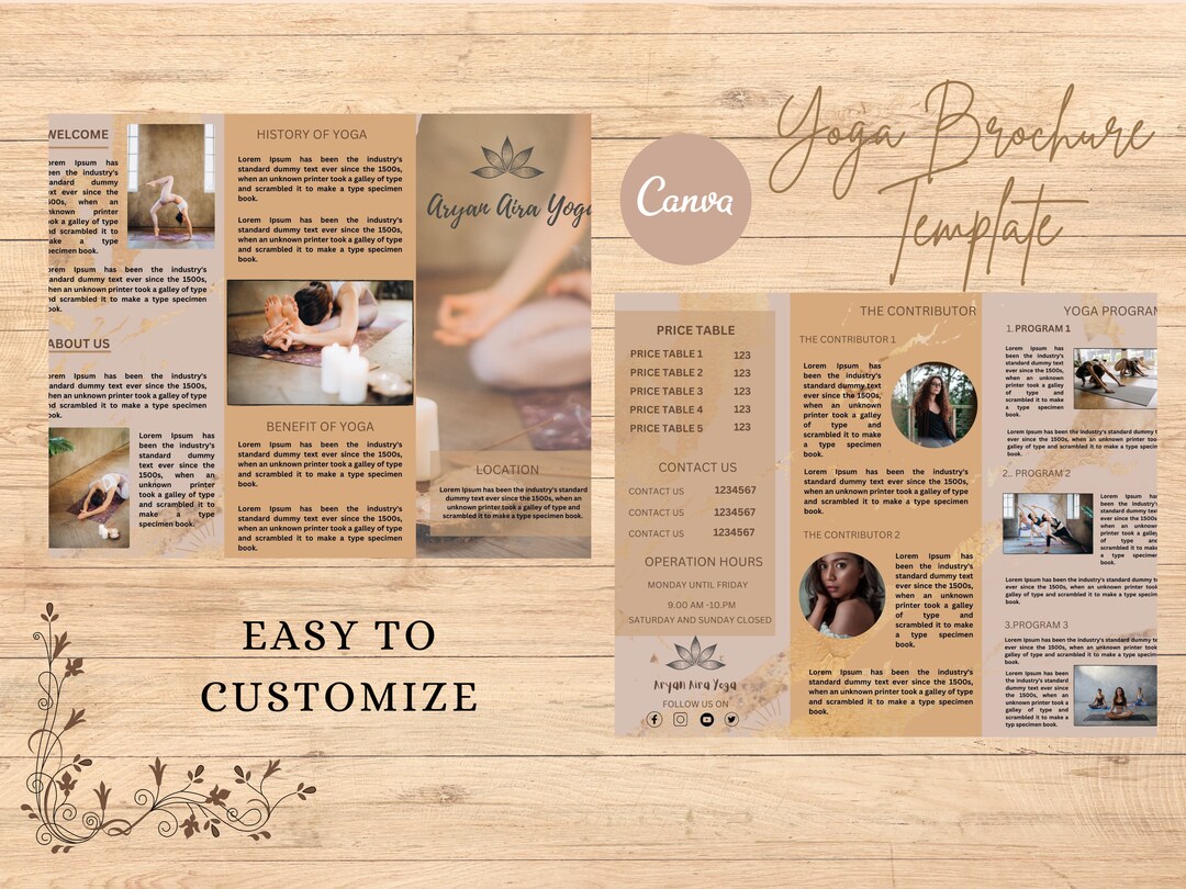 Yoga Brochure Template, Yoga Trifold Template, Yoga Flyer, Canva ...