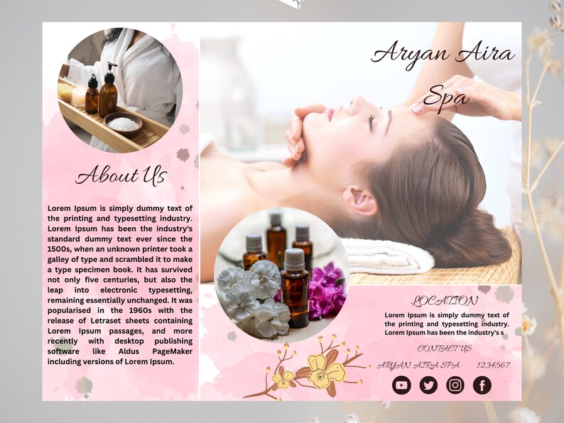 Spa Brochure Template Spa Trifold Brochure Template Canva - Etsy