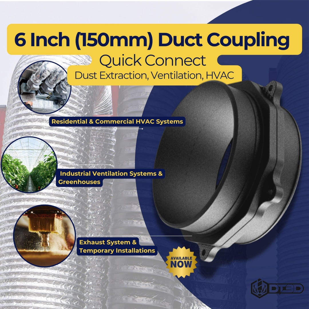 3D Print Duct Coupler System | 6 Inch HVAC Kit | Magnetic Quick Connect ...