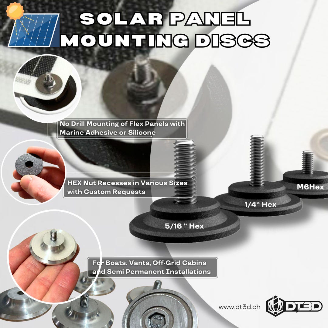 Solar Panel Mounting Discs - No Drilling | Compatible With Flexible ...