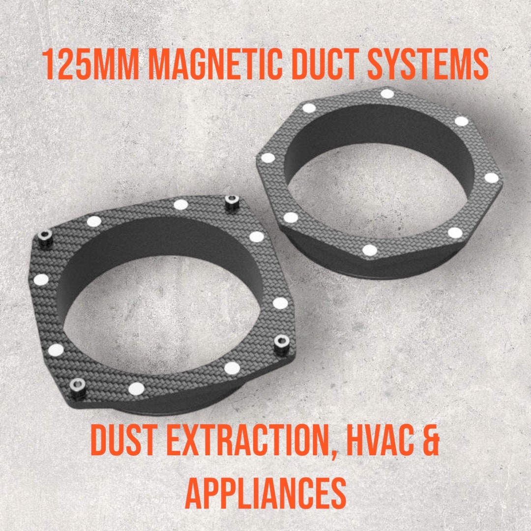 Duct Connector STL File 125mm Magnetic Quick Connect Weatherproof Flush ...
