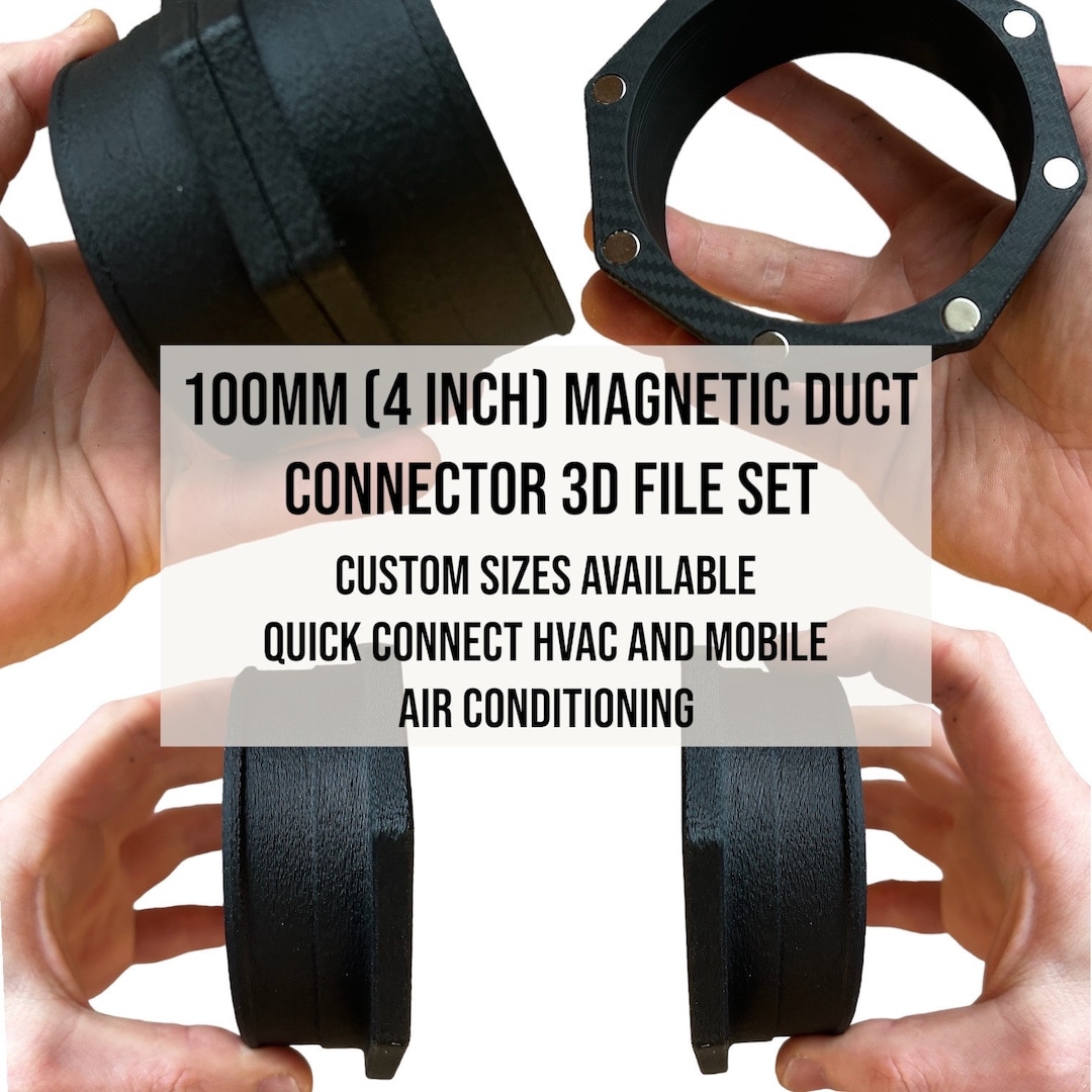 Duct Connector 3D File 100 Mm Magnetic Quick Connect STL 3MF for DIY ...
