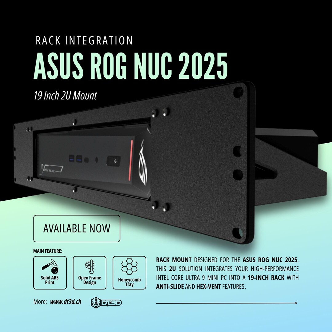 Asus ROG NUC 2025 19-inch 2U Rack Mount Bracket - Rack Mini Pc Homelab ...