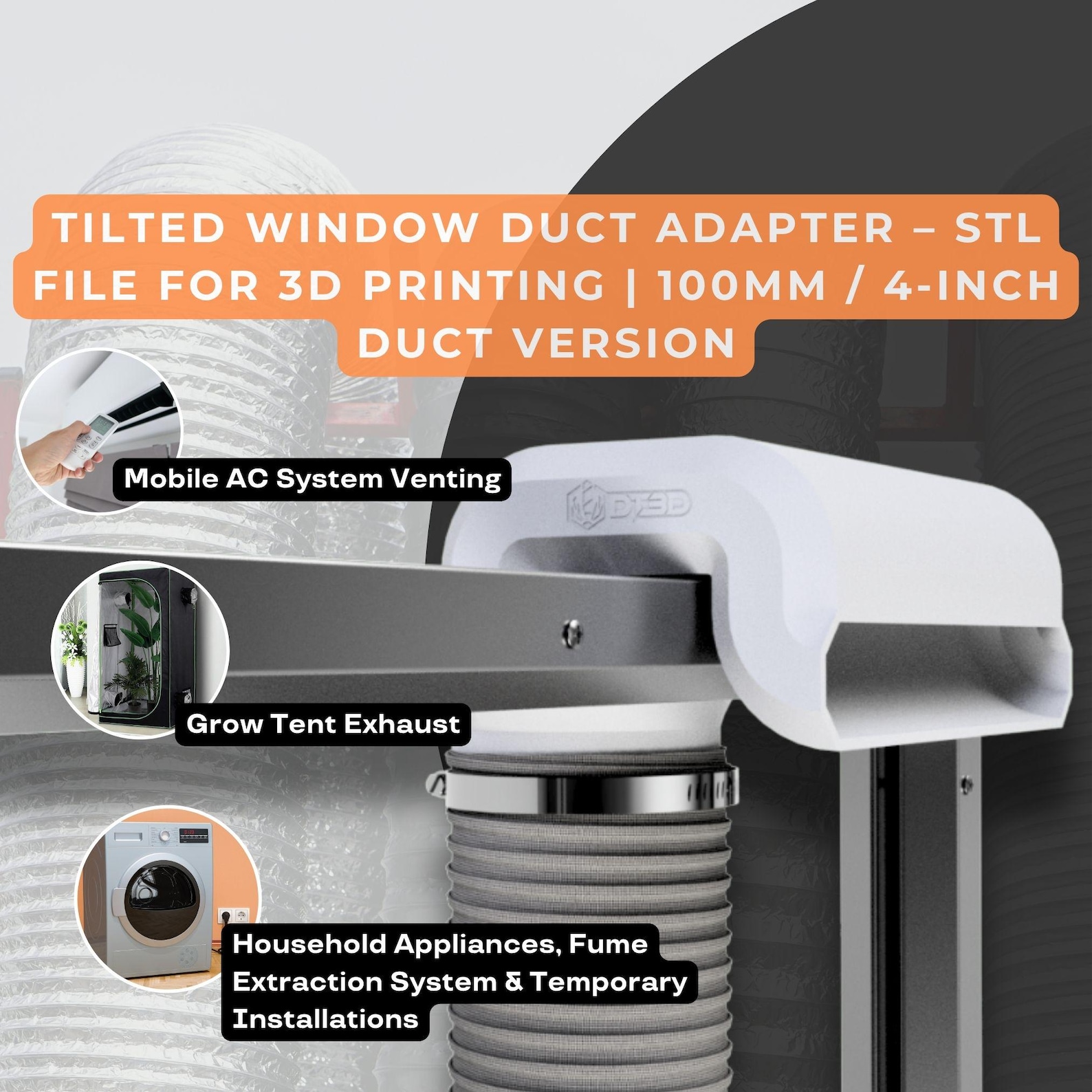 Window Duct Adapter 100 Mm / 4-inch Duct Version – Digital Files for 3D ...