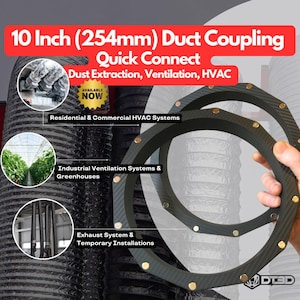 10 Inch Magnetic Duct Coupling (254mm) | HVAC Quick Connect | ABS or ...