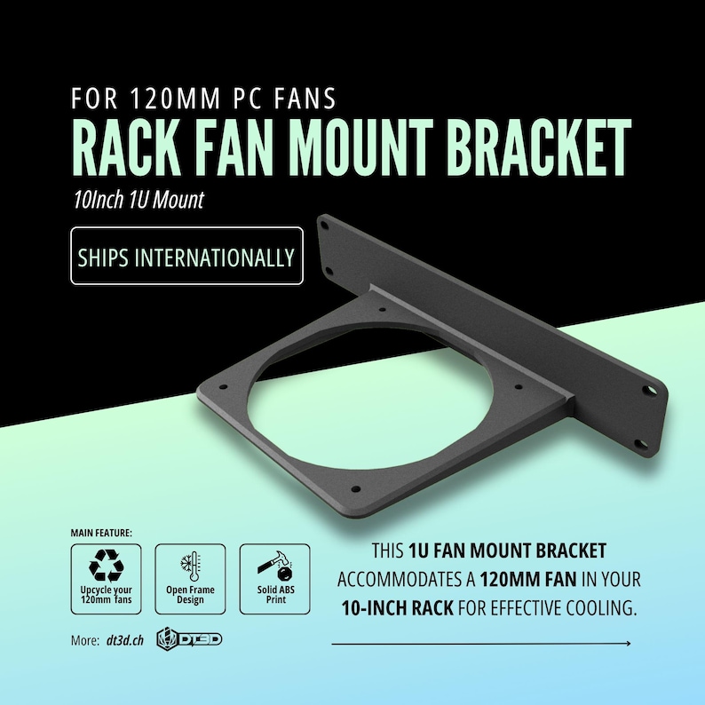 10-inch 1U Rack Mount Fan Bracket for 120 Mm PC Fans - Custom 3d ...
