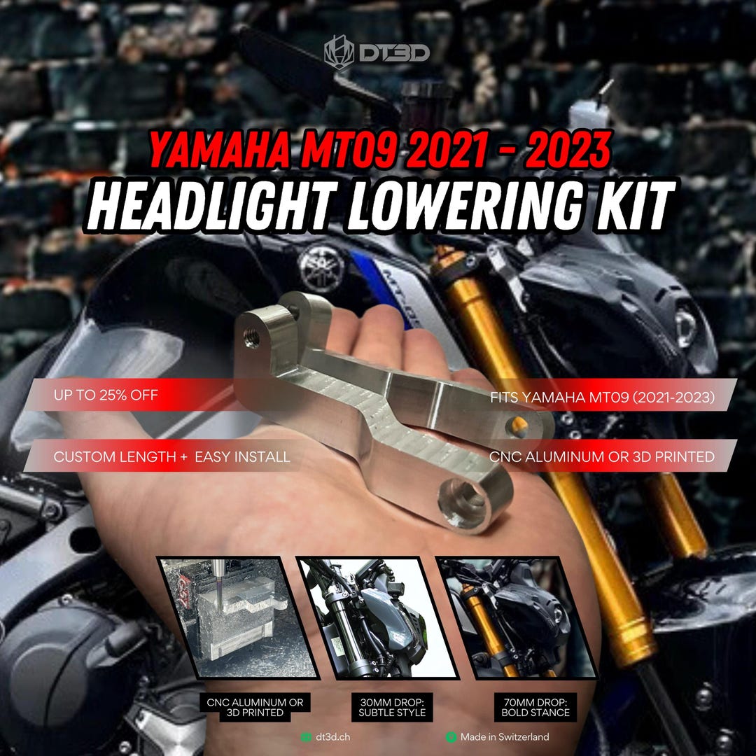 Yamaha MT09 70mm Headlight Lowering Kit – Fits 2021, 2022, 2023 Model ...