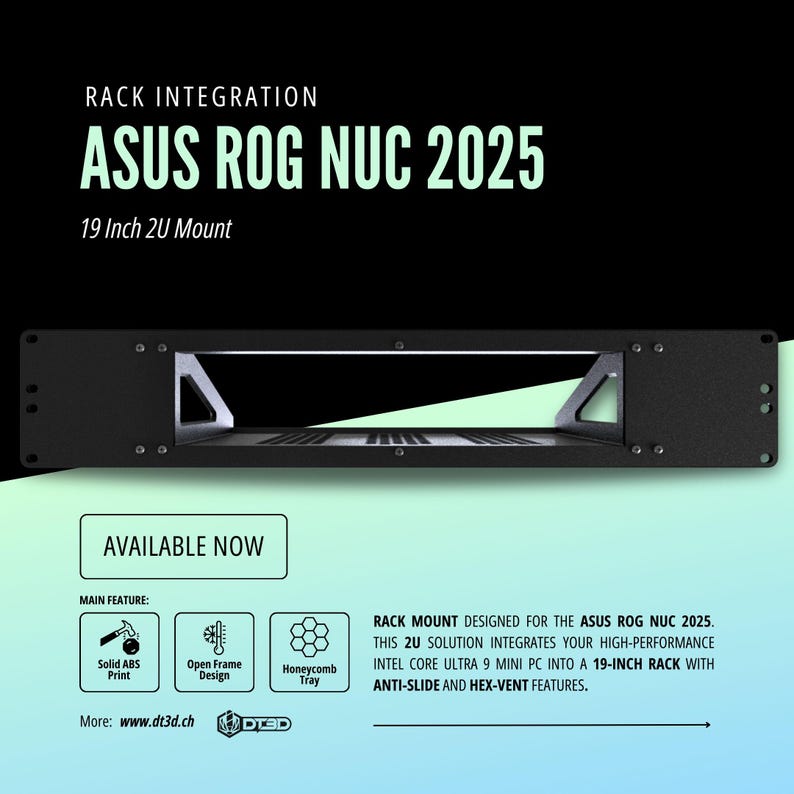 Asus ROG NUC 2025 19-inch 2U Rack Mount Bracket - Rack Mini Pc Homelab ...