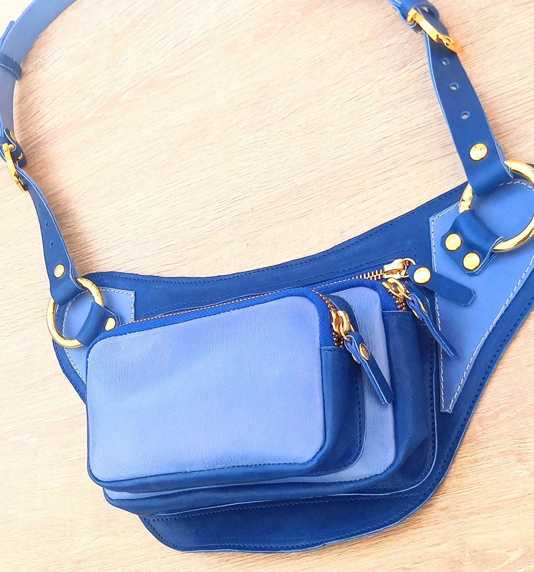 Leather Fanny Packs. Fanny Pack. Handmade. 100% Leather. Blue Fanny ...