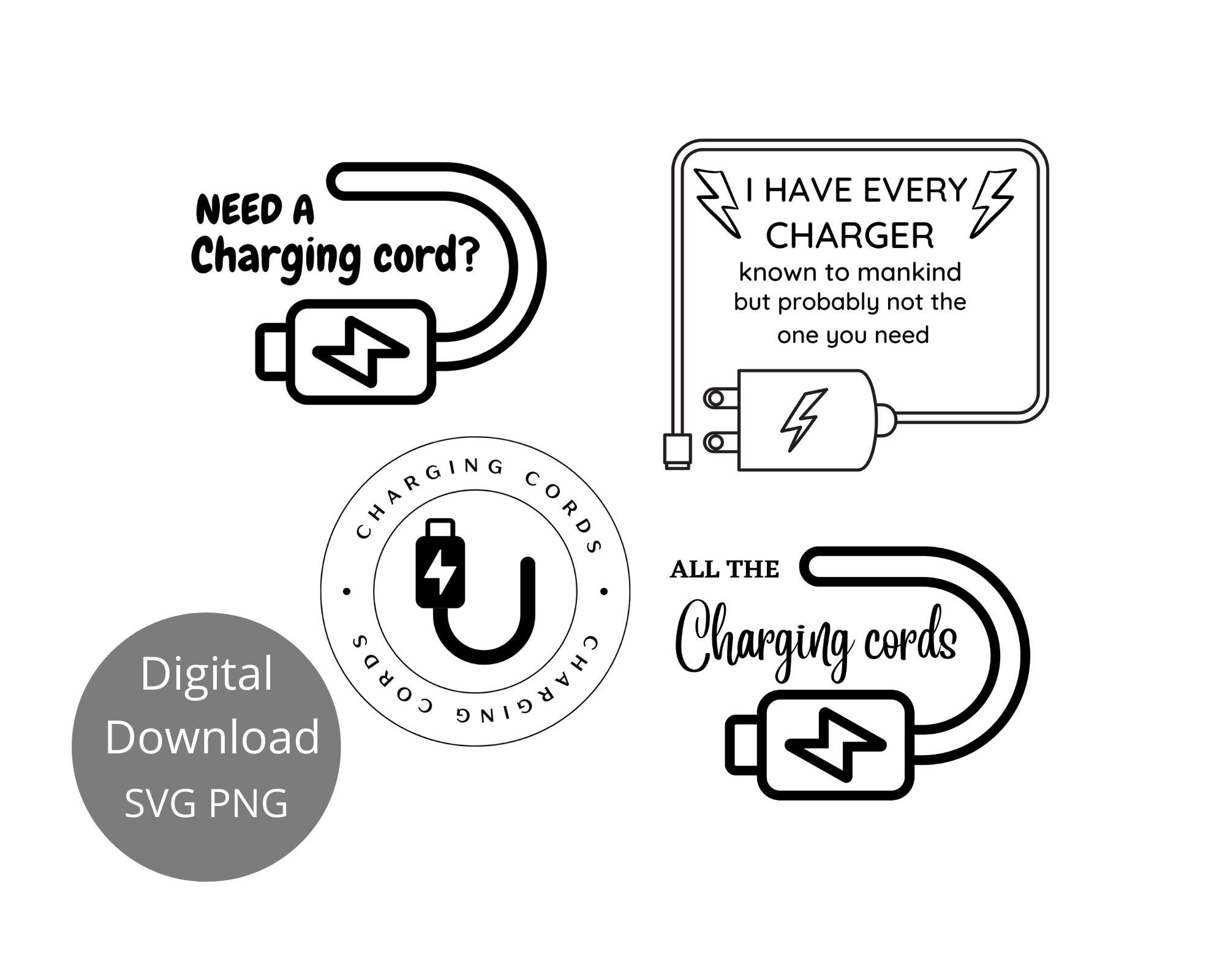 Charging Cord Bundle of 4 Digital Image Digital Download SVG PNG - Etsy
