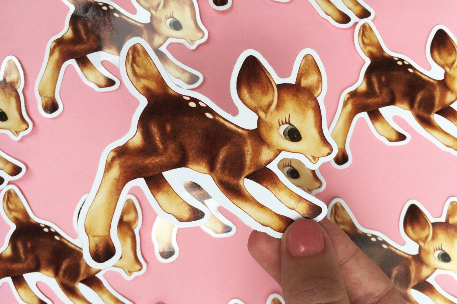 Vintage Fawn Vinyl Sticker Kitsch Deer Sticker - Etsy