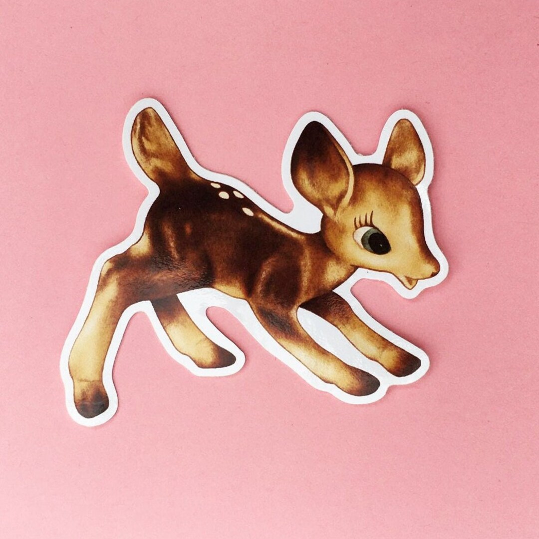 Vintage Fawn Vinyl Sticker Kitsch Deer Sticker - Etsy