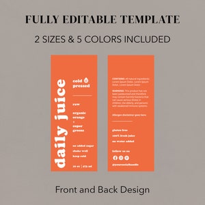 Editable Juice Label Template: Custom Smoothie Bottle Labels (canva ...