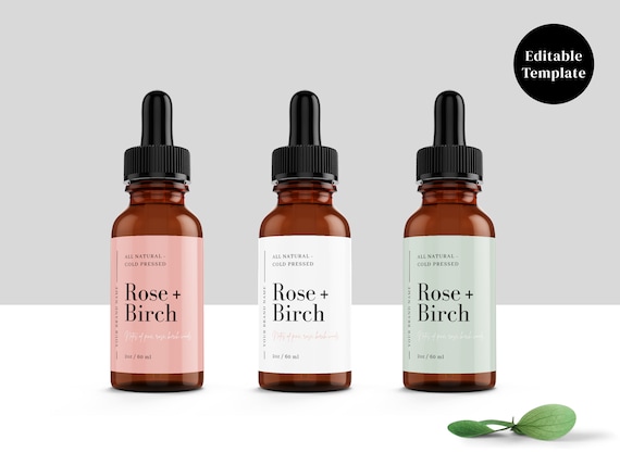 Modern Dropper Bottle Label Template Printable Label Custom | Etsy