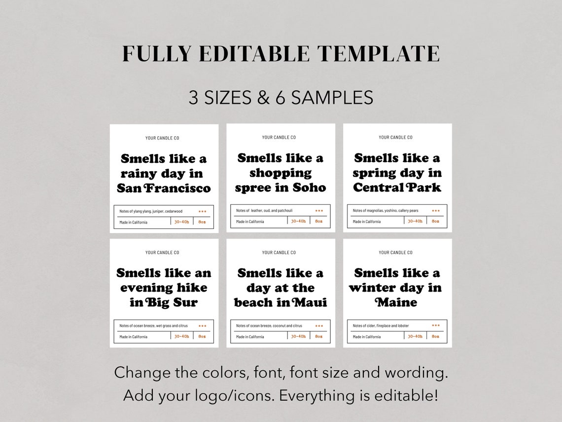Smells Like Candle Label Template, Printable Jar Label, DIY Product ...