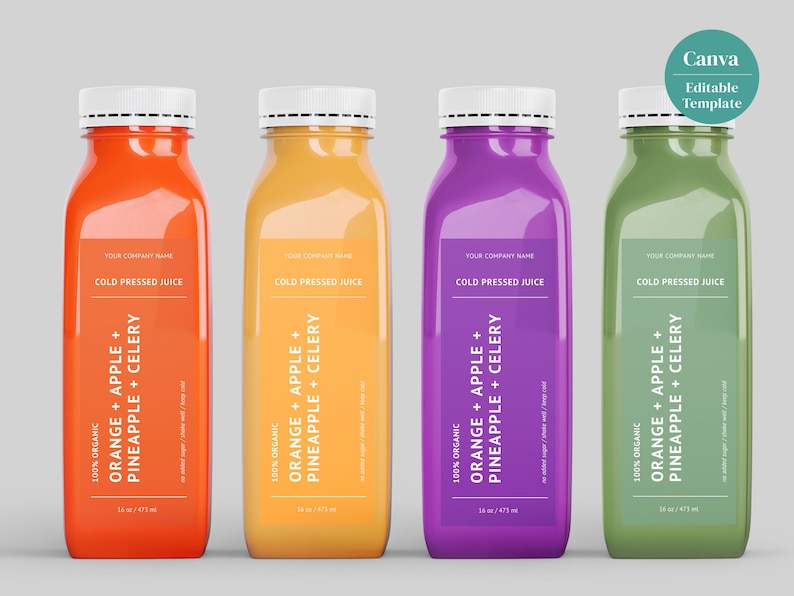 Modern Juice Label Template: Editable Smoothie Bottle Labels (canva ...
