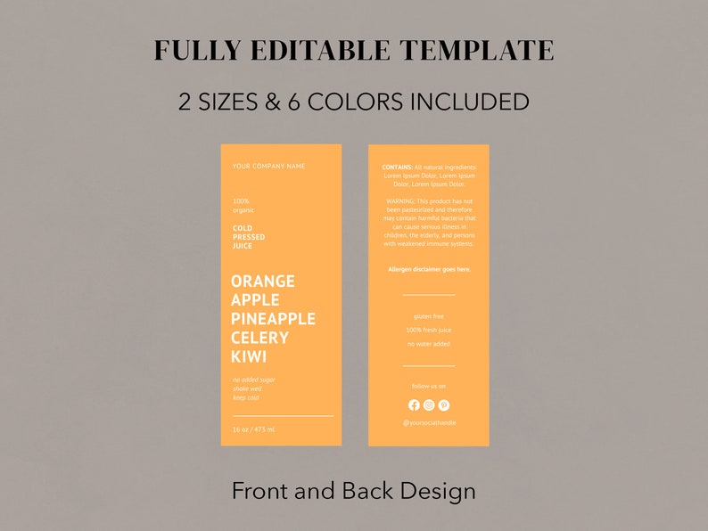 Modern Juice Label Template: Editable Smoothie Bottle Labels (canva ...