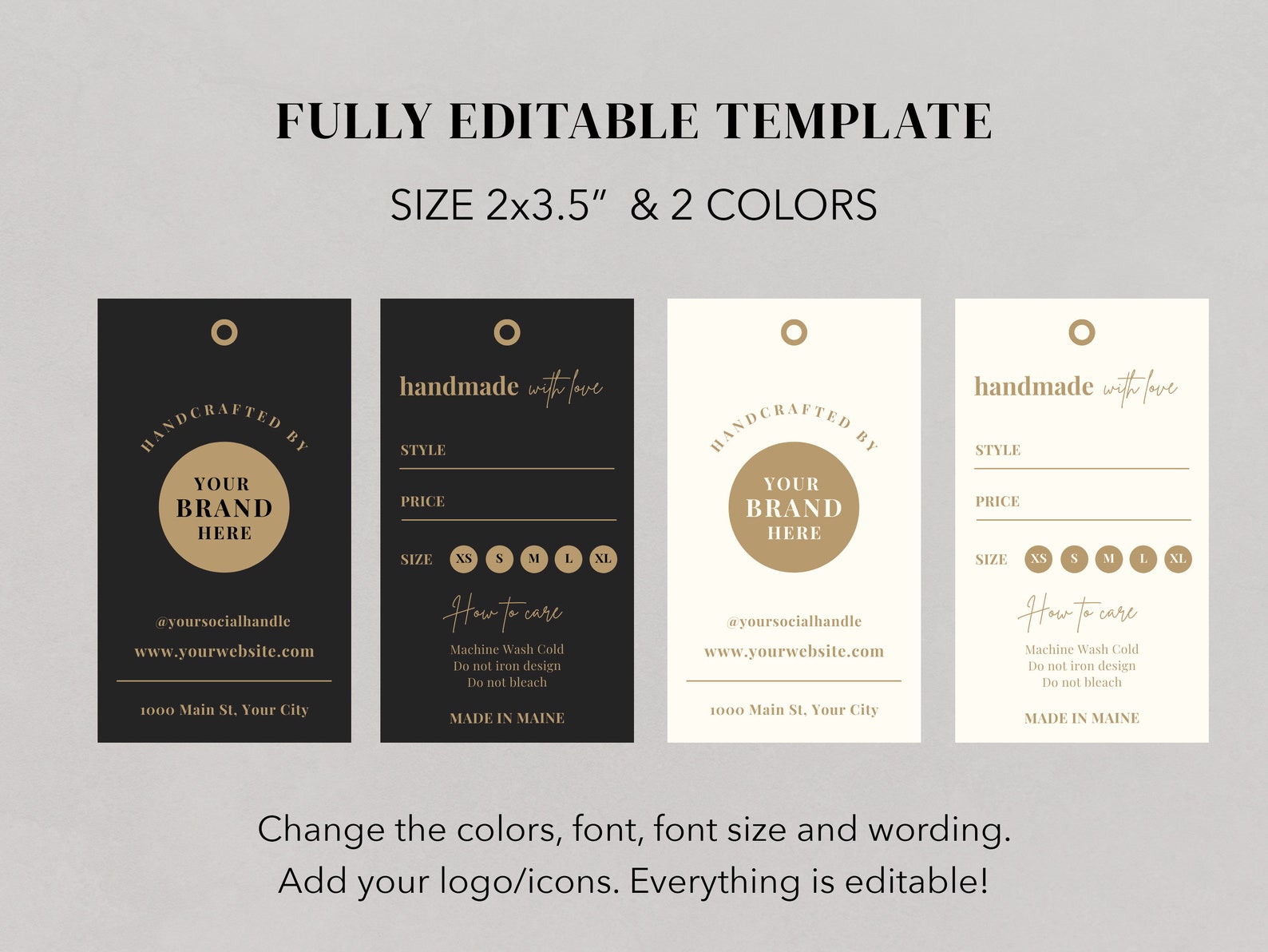 Custom Clothing Hang Tag Template, Editable Clothing Hang Tag, Garment ...