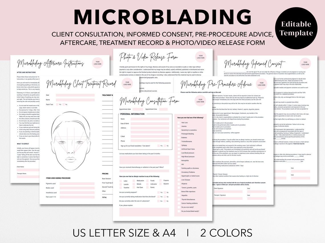 Editable Microblading Consultation Form Brow Tattoo Consent - Etsy