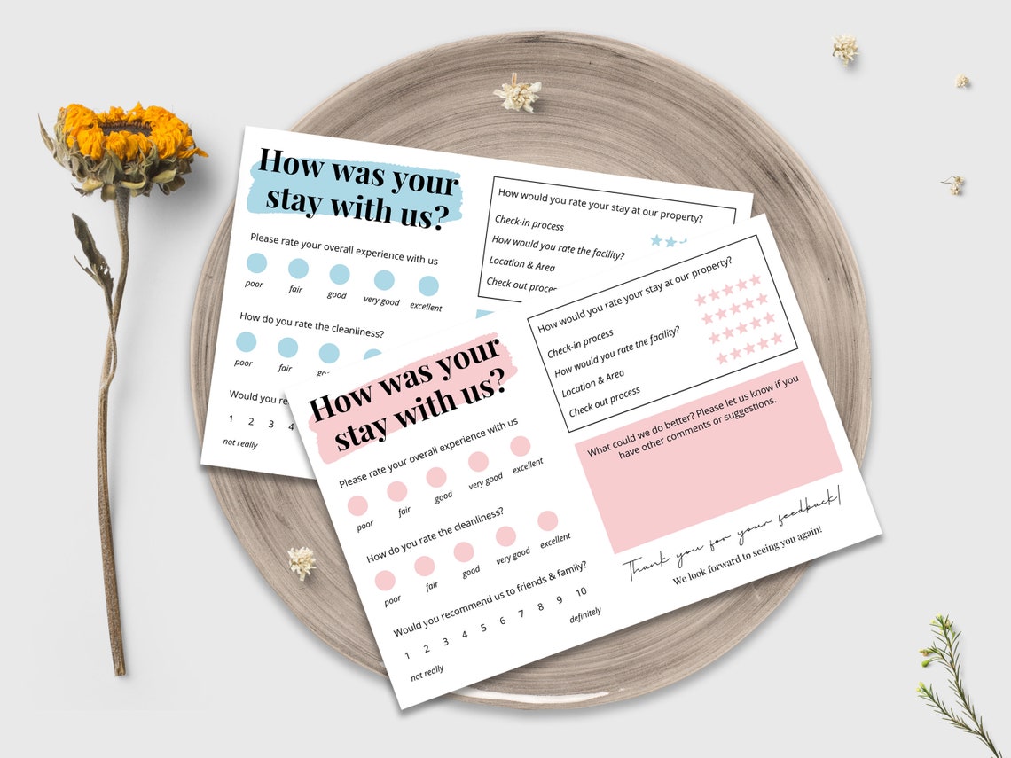 Editable Guest Feedback Postcard Template: Airbnb, VRBO, Hotel (canva ...