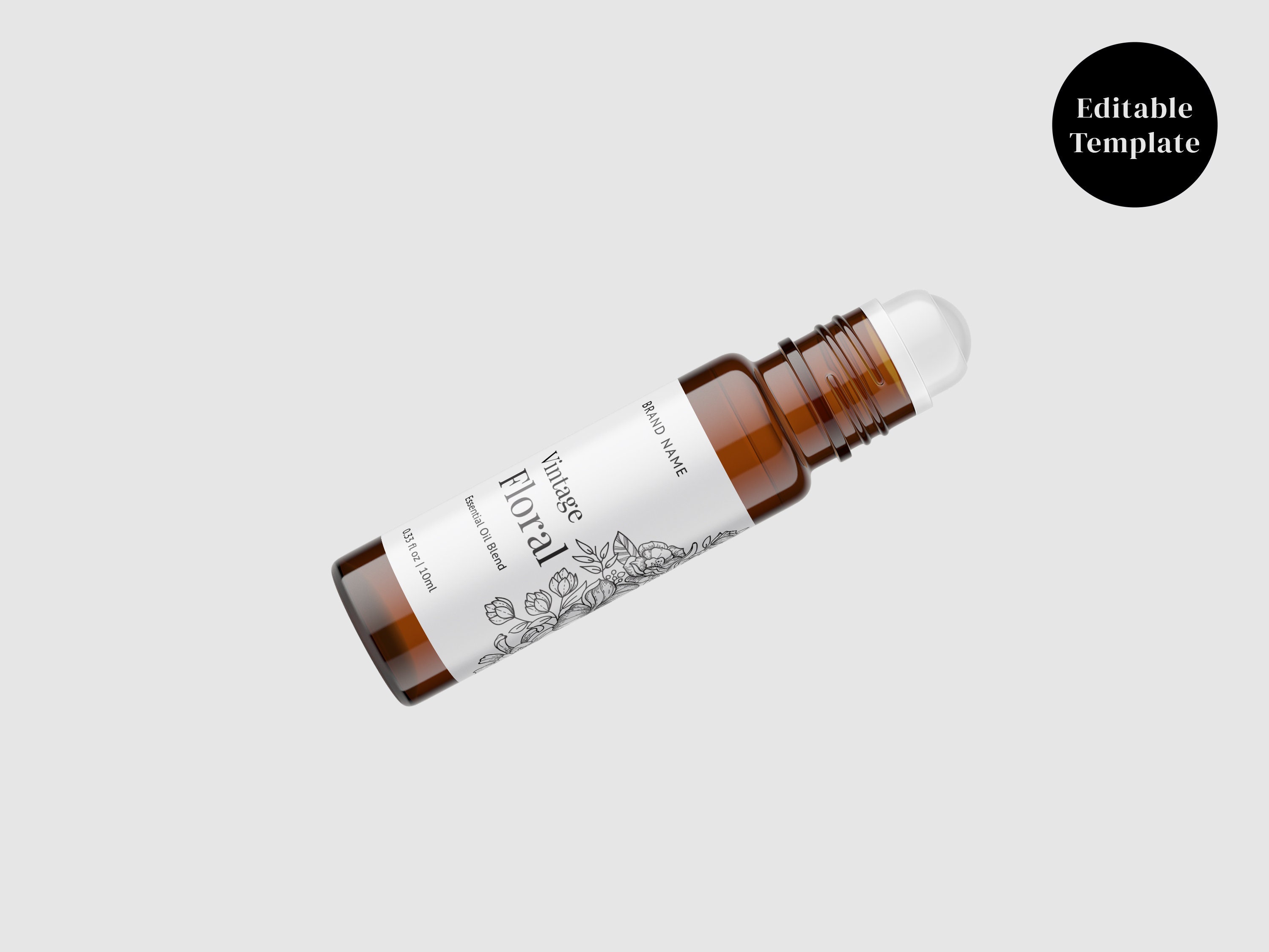 Vintage Floral Essential Oil Roller Bottle Label Template - Etsy