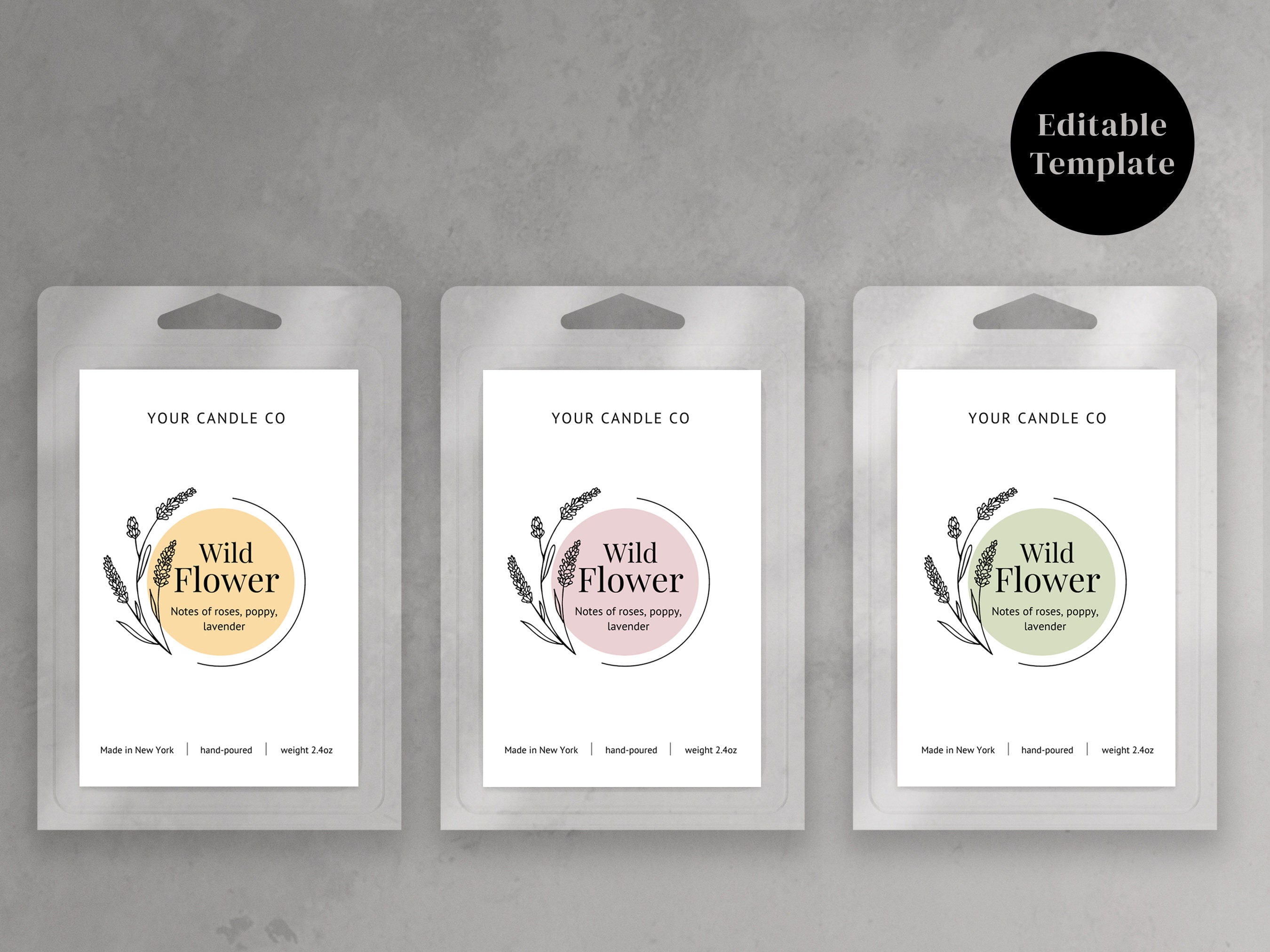 Wild Flower Wax Melts Label Template, DIY Wax Melt Label Template ...