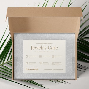 Black Gold Jewelry Care Card Template With Icons, Editable Care Card ...