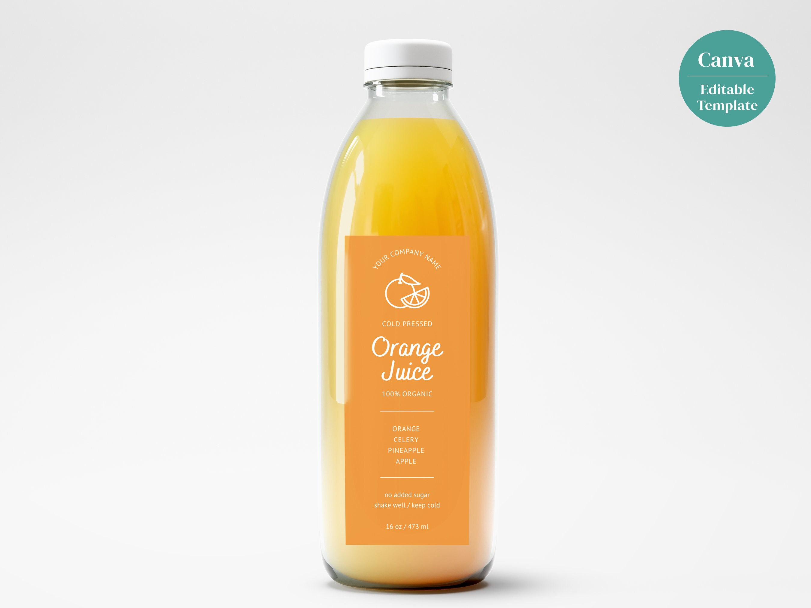 Editable Juice Bottle Label Template: Smoothie Labels, 12oz/16oz (canva ...