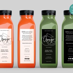 Printable Juice Label Template Fruit Icons Incl., Smoothie Label ...