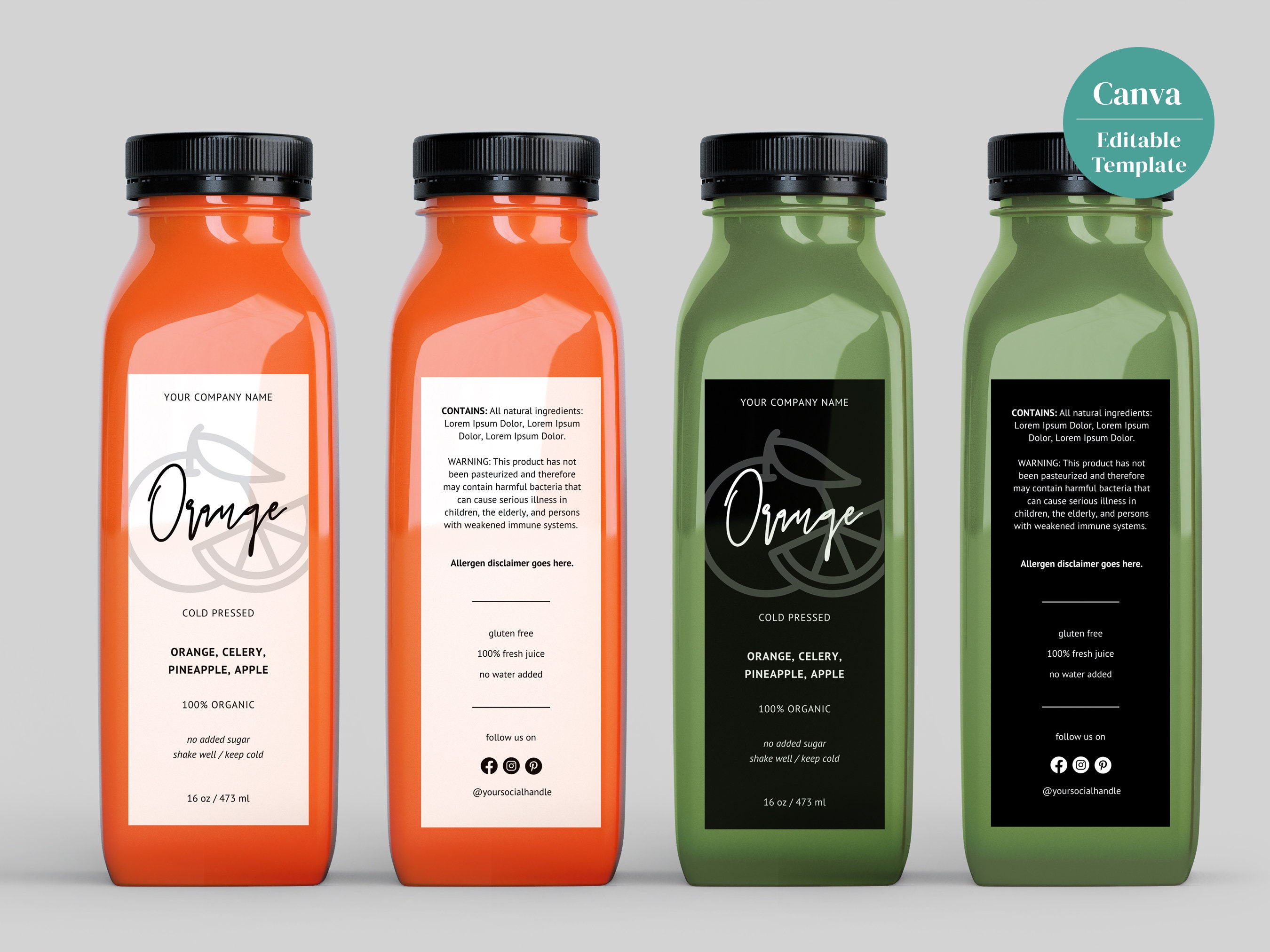 Printable Juice Label Template Fruit Icons Incl., Smoothie Label ...