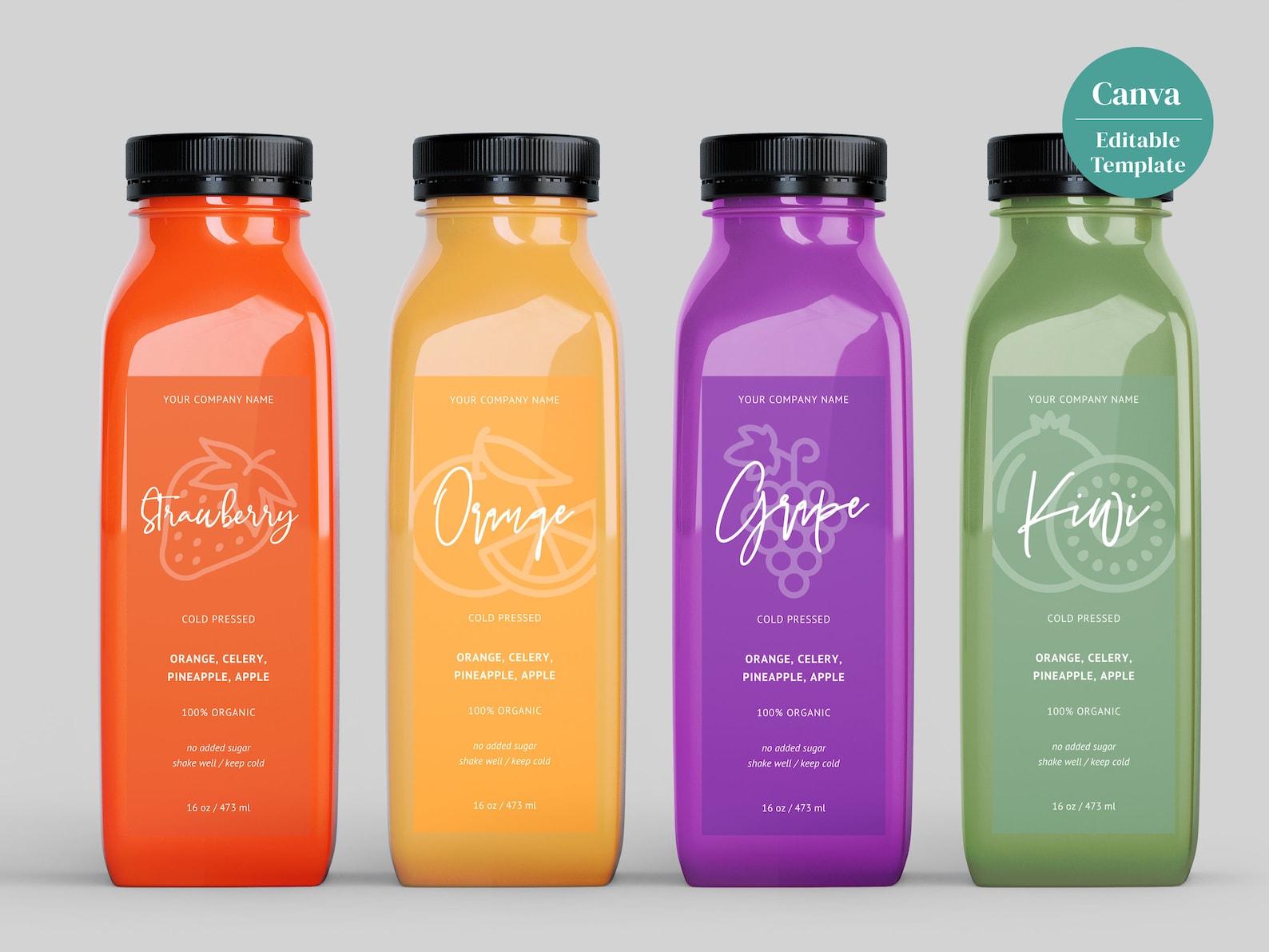 Printable Juice Label Template Fruit Icons Incl., Smoothie Label ...