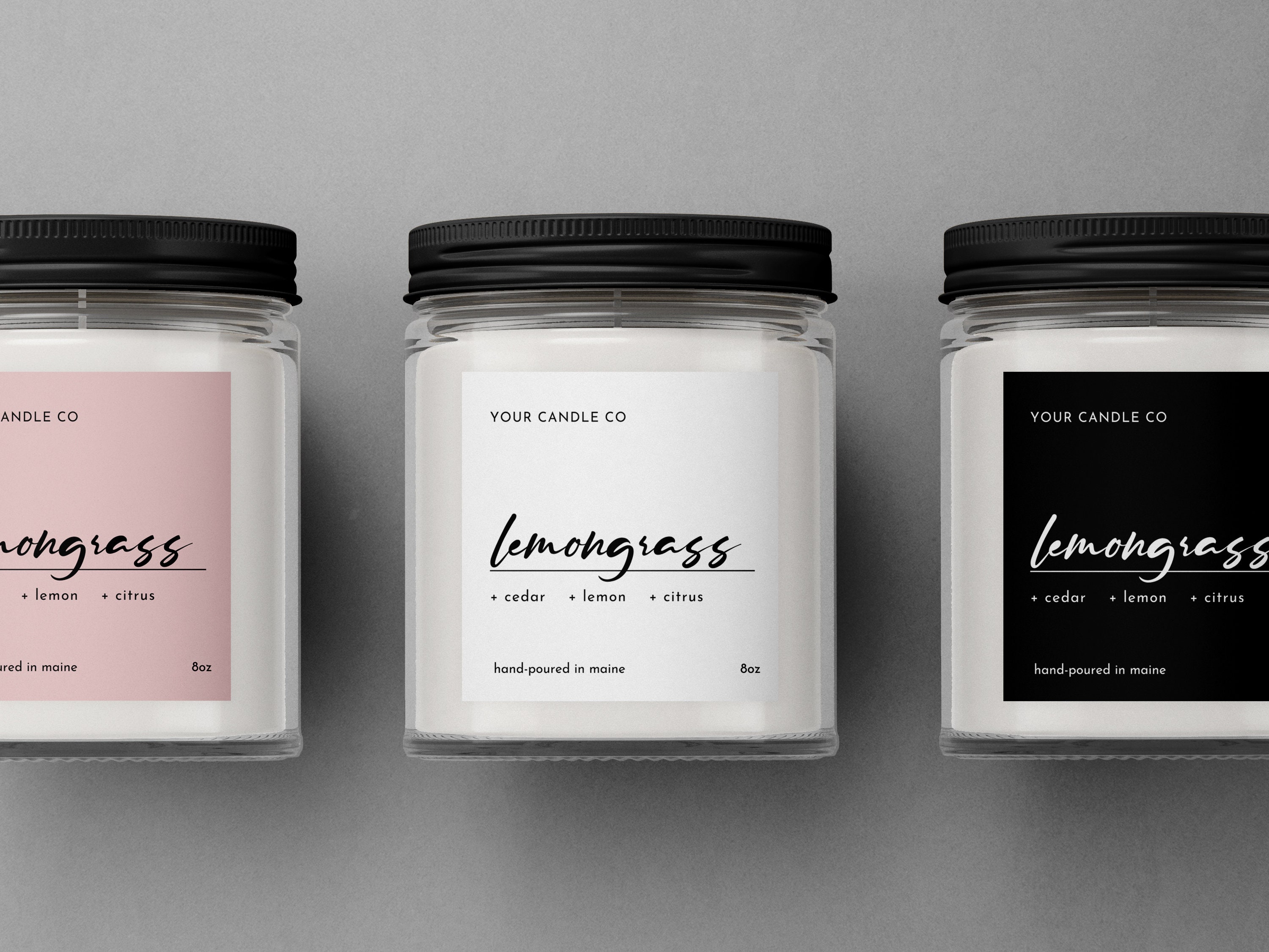 Modern Script Candle Label Template, Printable Jar Label, DIY Product ...