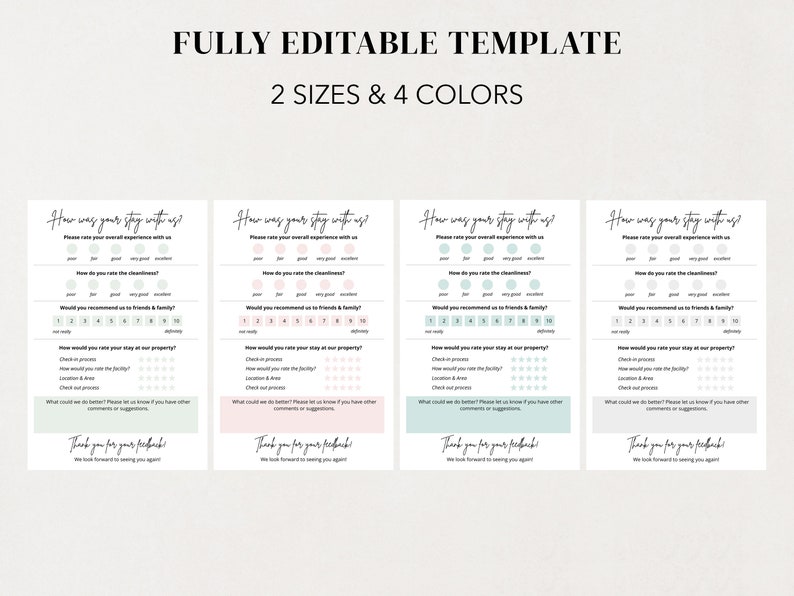 Editable Guest Feedback Comment Card Template, Portrait Format, 4x6, A6 ...