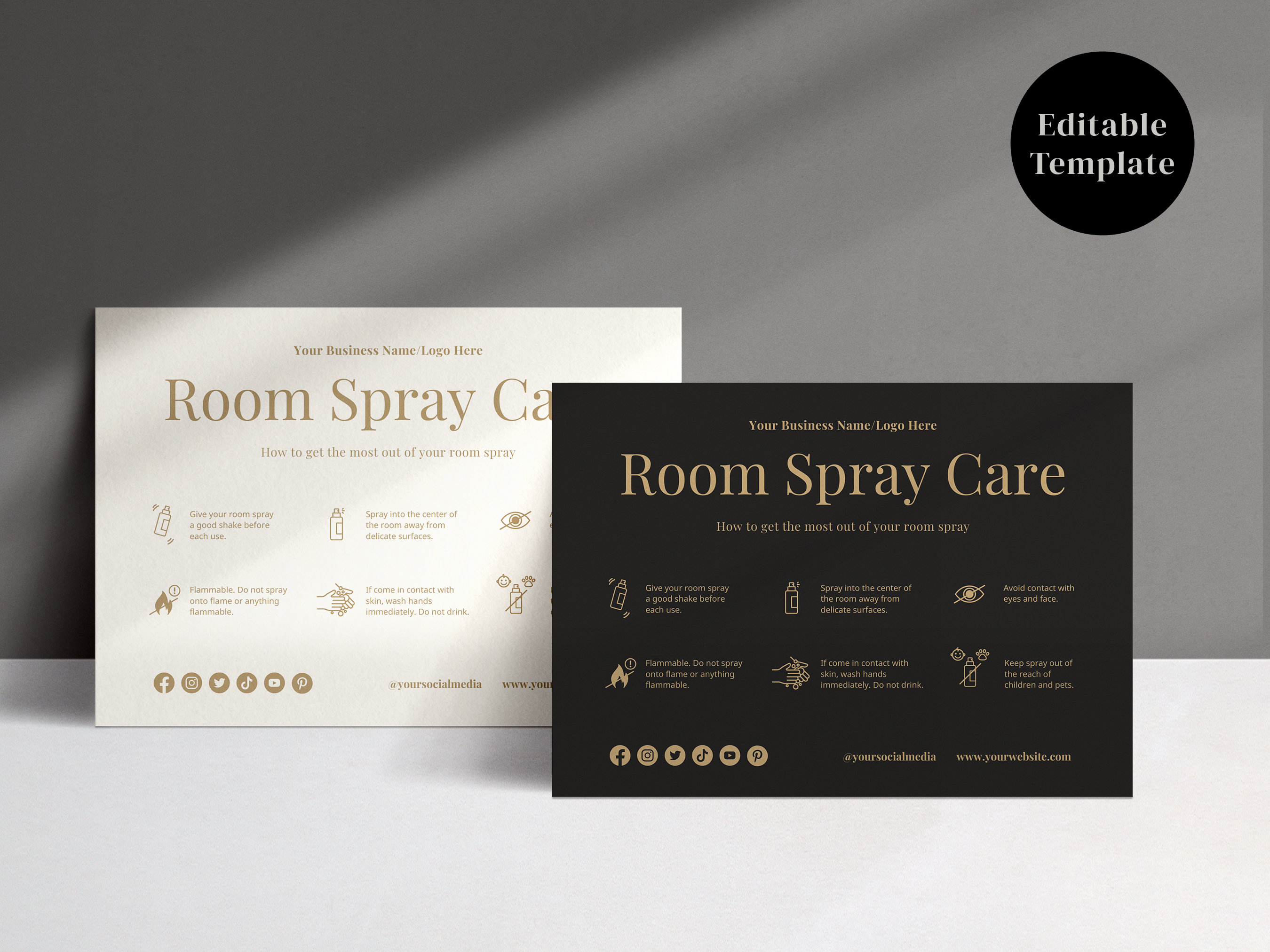 Room Spray Care Card Template: Editable Instructions (canva, Instant ...