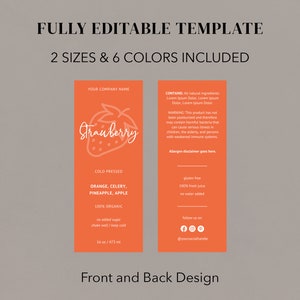 Printable Juice Label Template Fruit Icons Incl., Smoothie Label ...