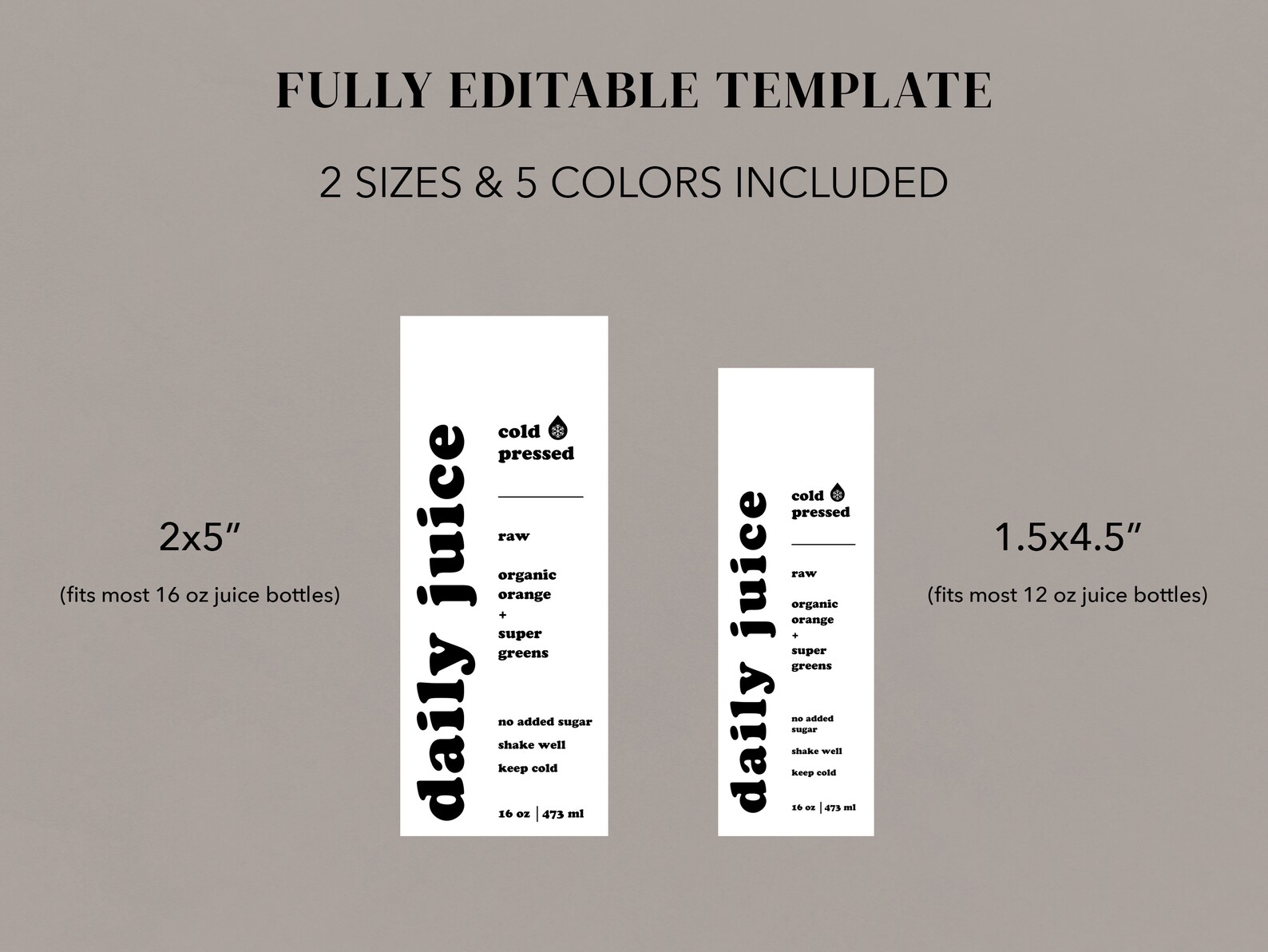 Editable Juice Label Template: Custom Smoothie Bottle Labels (canva ...