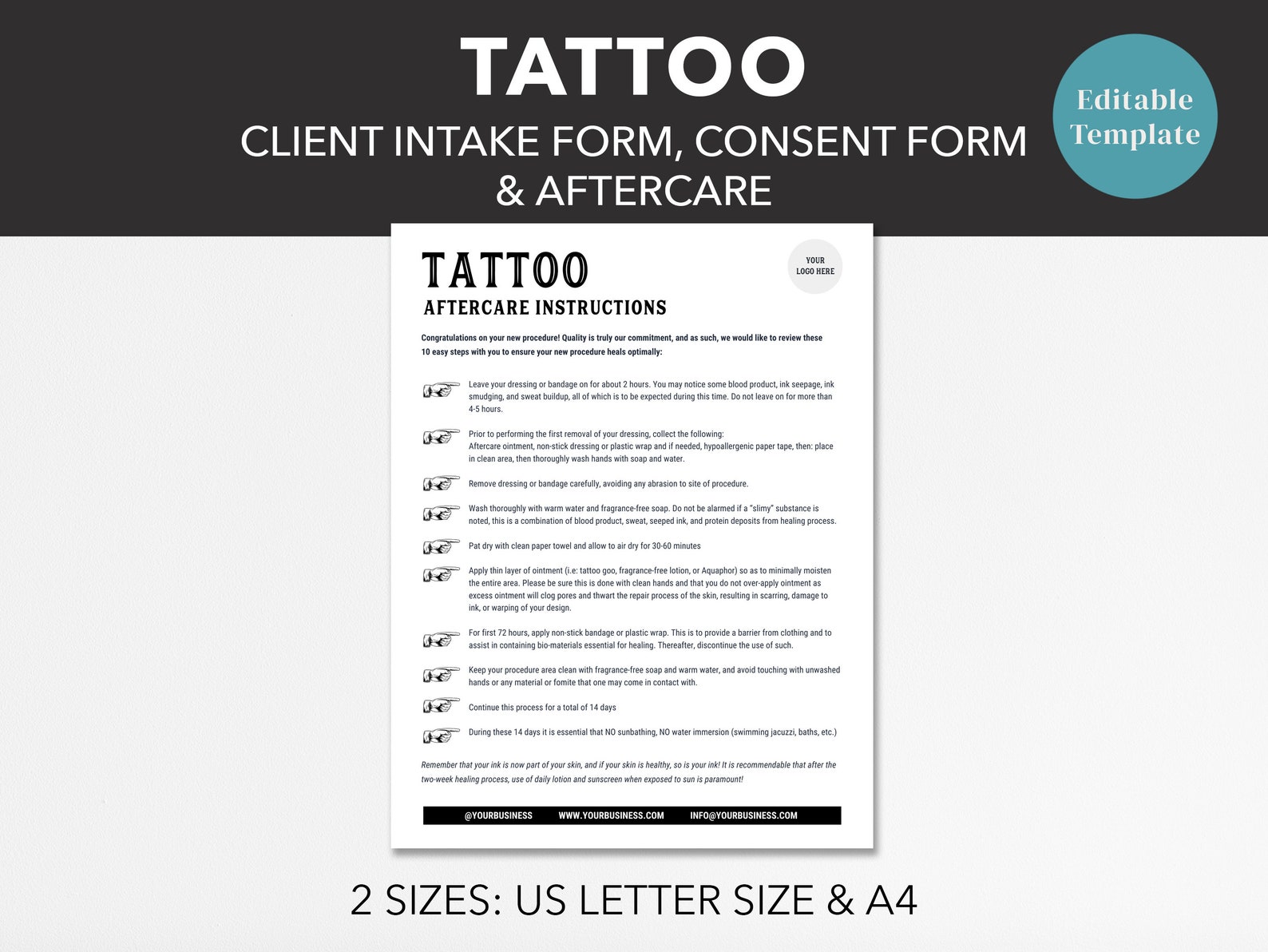 Tattoo Client Intake Form Release Form Editable Consent - Etsy