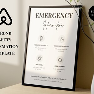 Airbnb Emergency Information Sign Template: Editable Safety Printable ...